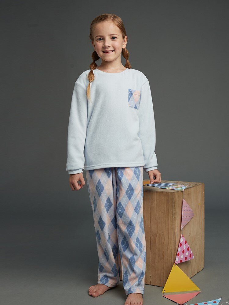 Girl's Plush Grid Long Sleeved Winter Sleepwear Set – SCHIESSER HK